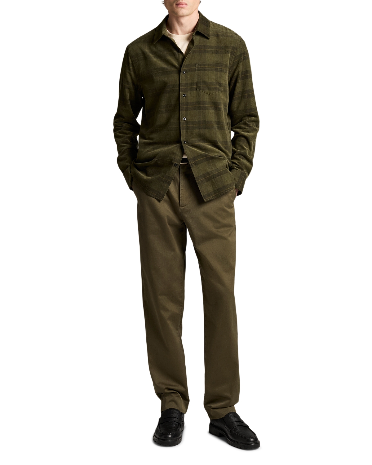 VINCE hamilton cotton corduroy plaid shirt